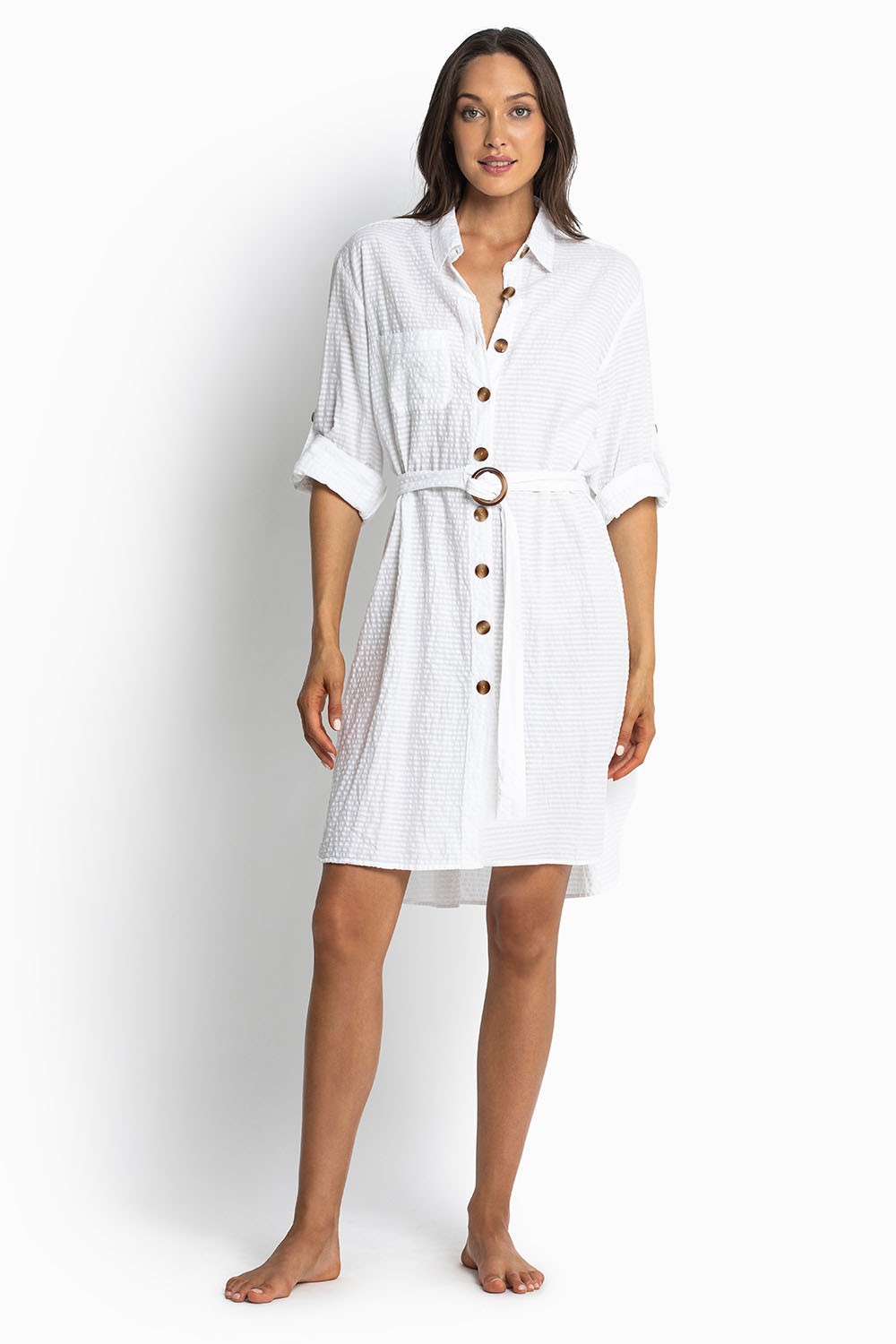 Sunseeker Byron Button Through Dress White
