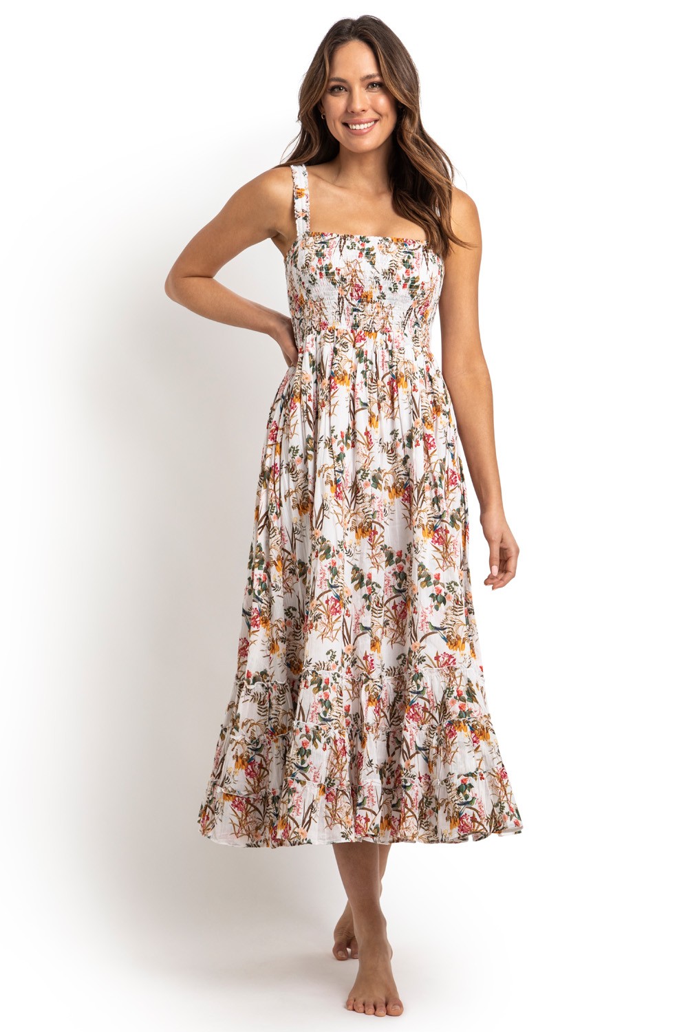 Sunseeker Waterlily Shirred Sun Dress White