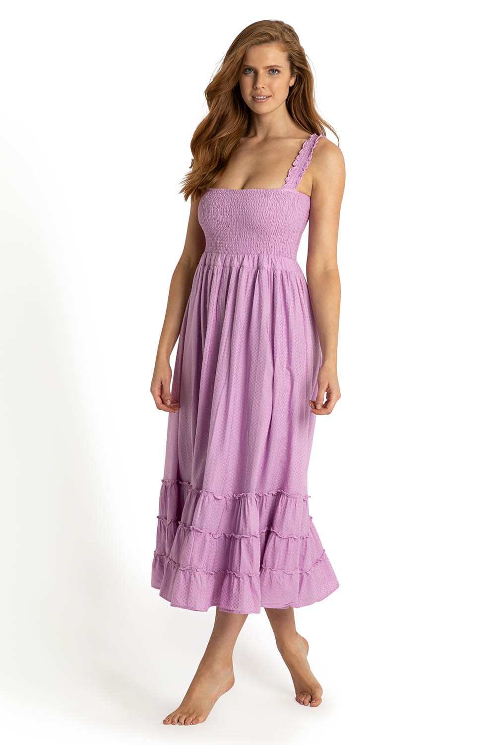 Sunseeker Coachella Shirred Sun Dress Lilac